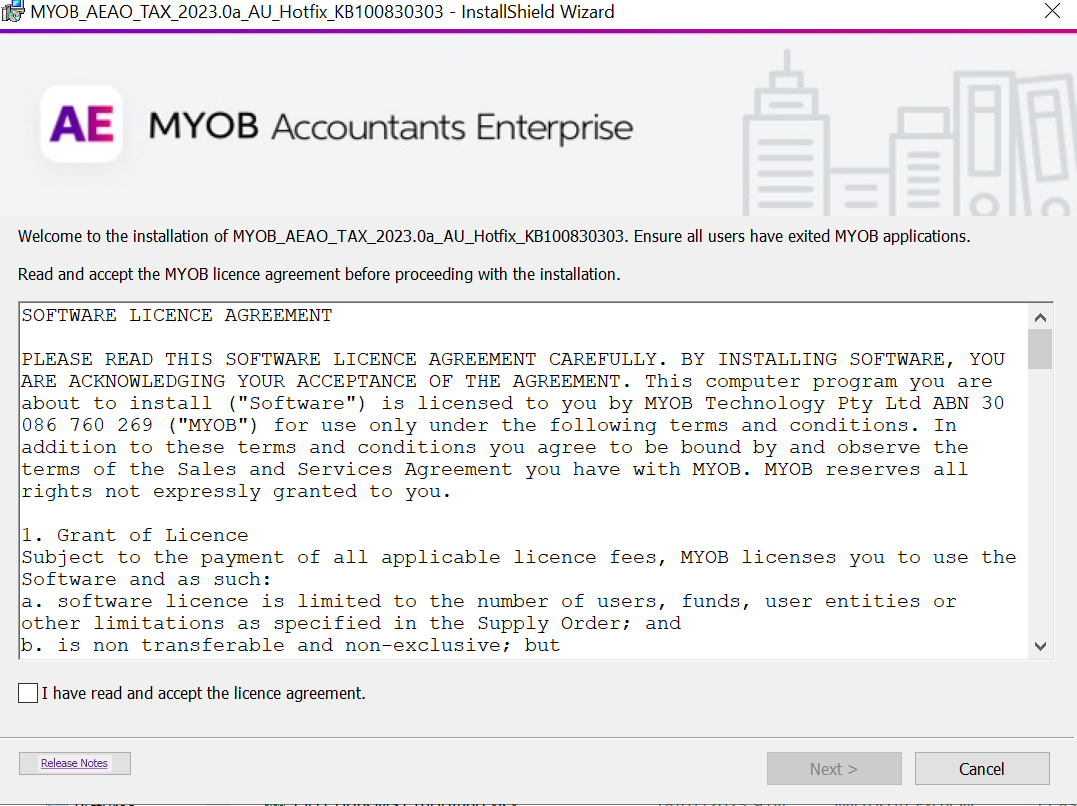 Tax 2023.0a KB100830303 hotfix (Australia)