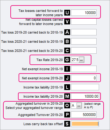 Loss carry back offset (Company tax returns)