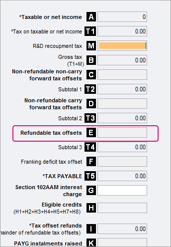Loss carry back offset (Company tax returns)