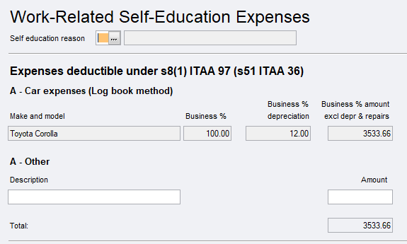 Work-Related Self-Education Expenses Worksheet (sed)