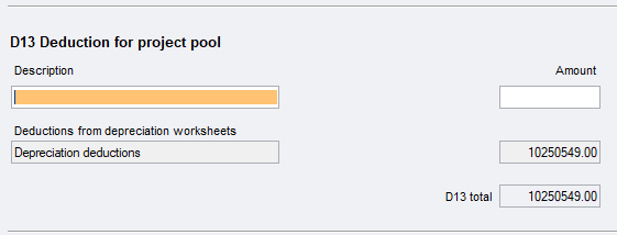 Item D13 - Deduction for Project Pool