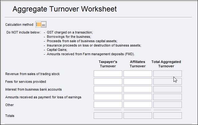 Small business entity aggregated group turnover worksheet (sat)