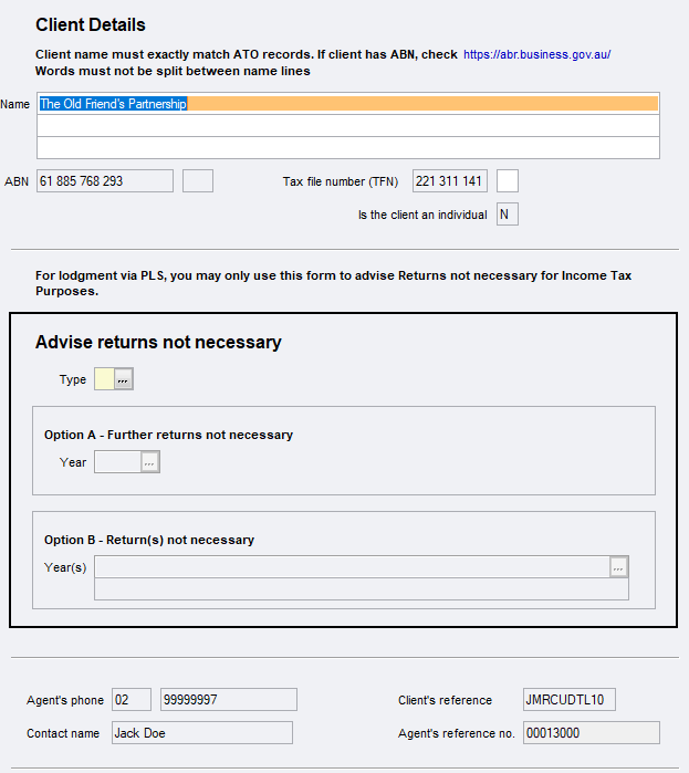 cuj - Returns not necessary - Non-individual entities (PLS CURNN)