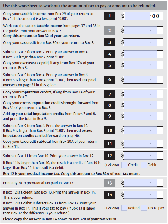 IR3 Question 32 Tax calculation
