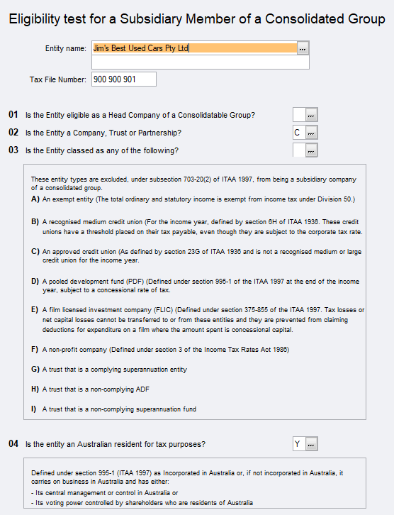 Consolidation eligibility (subsidiary) (ces) 2024
