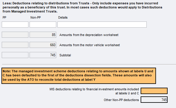 Trust income schedule (DISTBENTRT) and Distributions received from ...