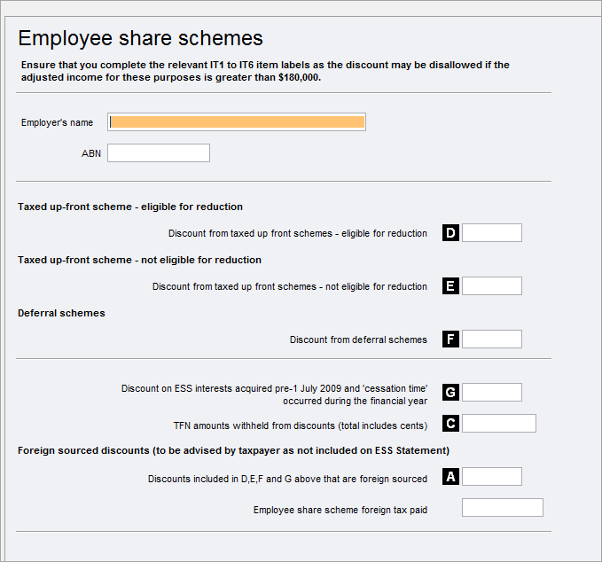 Employee Share Schemes worksheet (emp)