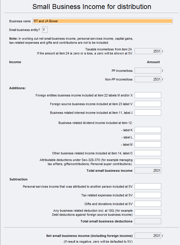 Small business income worksheet (sbc)