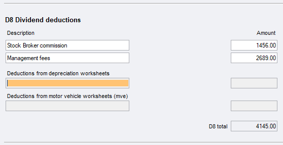 Item D8 - Dividend deductions