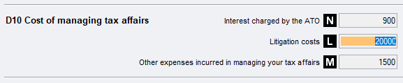 Item D10 - Cost of managing tax affairs