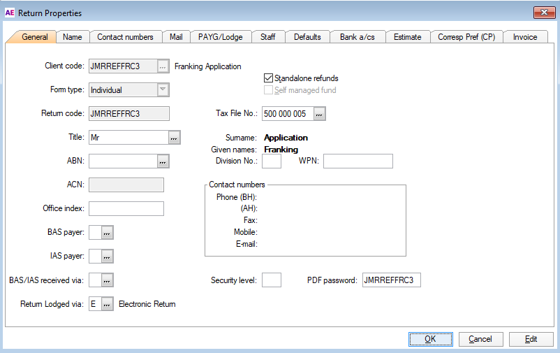 Refund of franking credits standalone short form 2024