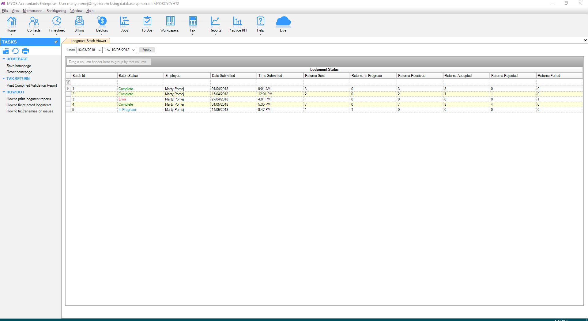 Lodgment Batch Viewer 2024