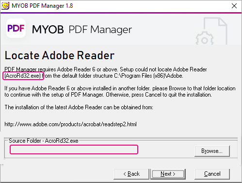 PDF Manager and Adobe reader (64-bit) compatibility