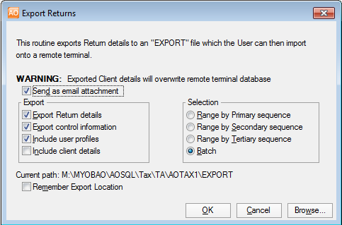 Exporting and Importing tax returns