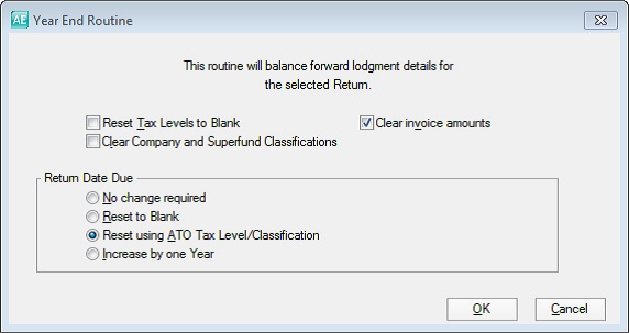 Running the Year End Routine manually for Tax