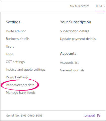 Exporting transactions from MYOB Essentials to import into MAS