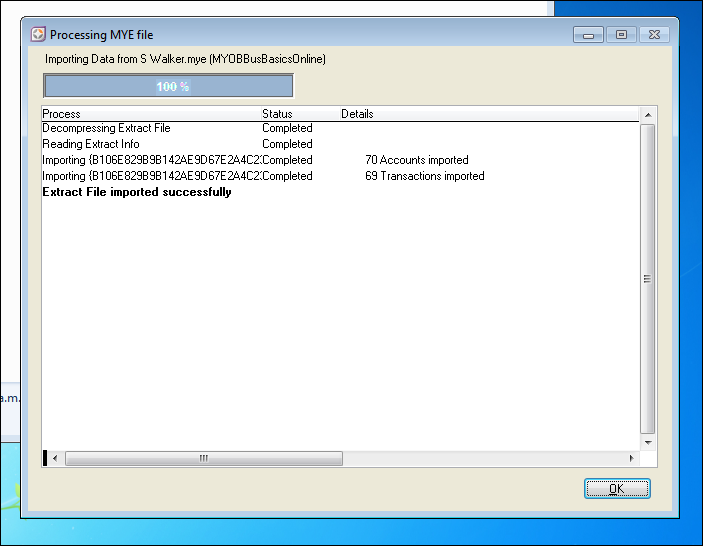 Importing transactions from MYOB Essentials into AO Classic General Ledger
