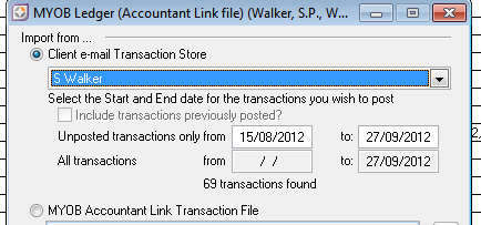Importing transactions from AccountRight into AO Classic General Ledger