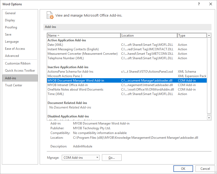 Buttons missing from Document Manager toolbar
