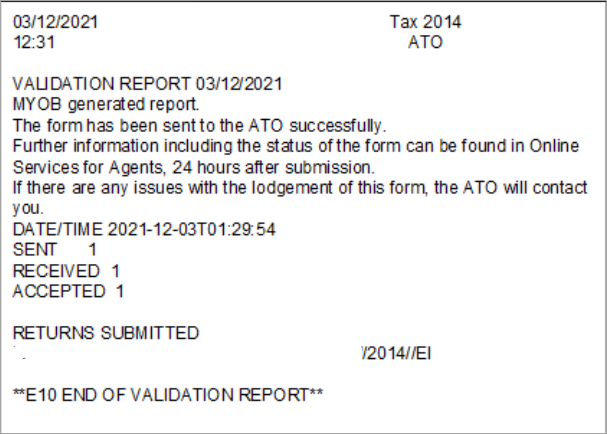Changes to the ATO validation report for tax returns for 2014 and earlier