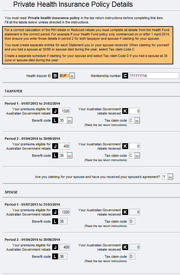 Completing the Private Health Insurance labels