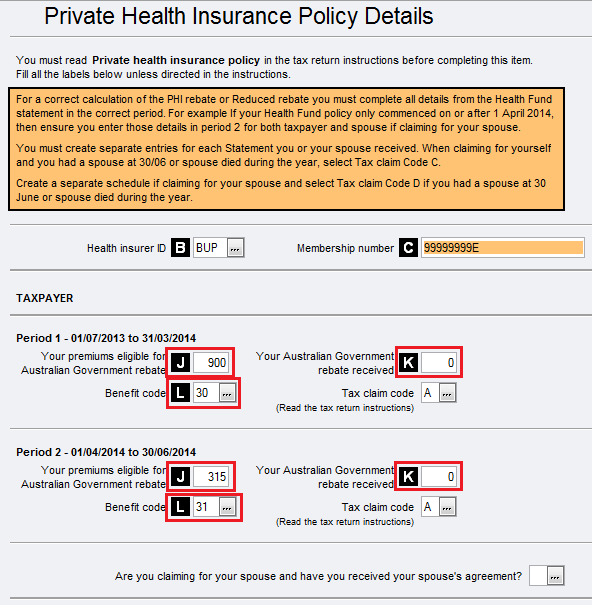 Completing the Private Health Insurance labels