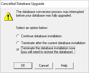 Database upgrade stuck as "Update configuration for Viz"