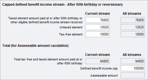 Applying the Australian Super annuity/income stream offset and Defined benefit cap