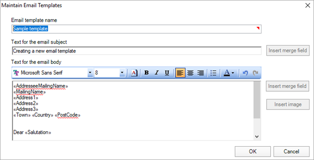 Creating a new email template