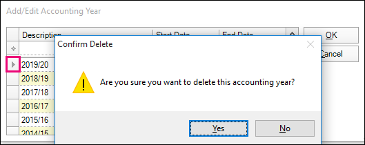 Editing and deleting accounting years and periods