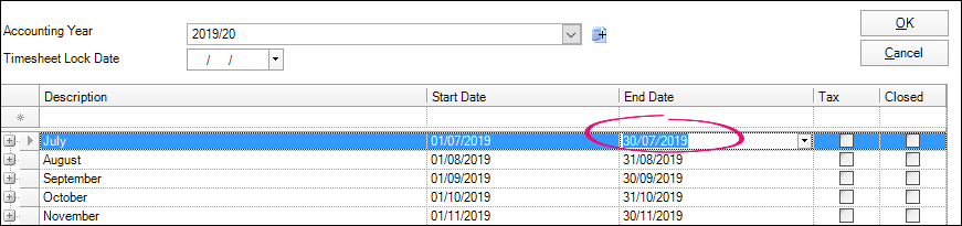 Editing and deleting accounting years and periods
