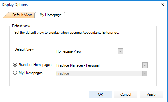 Setting your initial homepage view