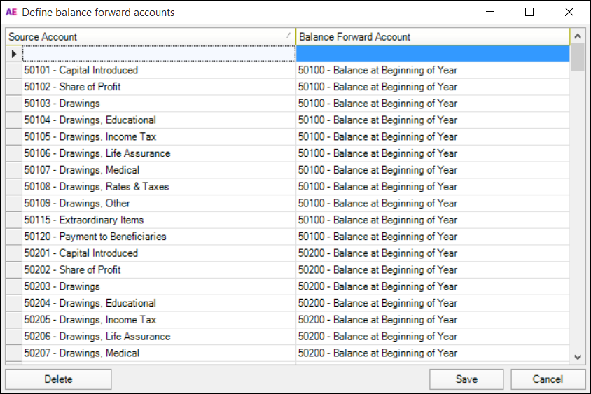 Defining Balance Forward Accounts
