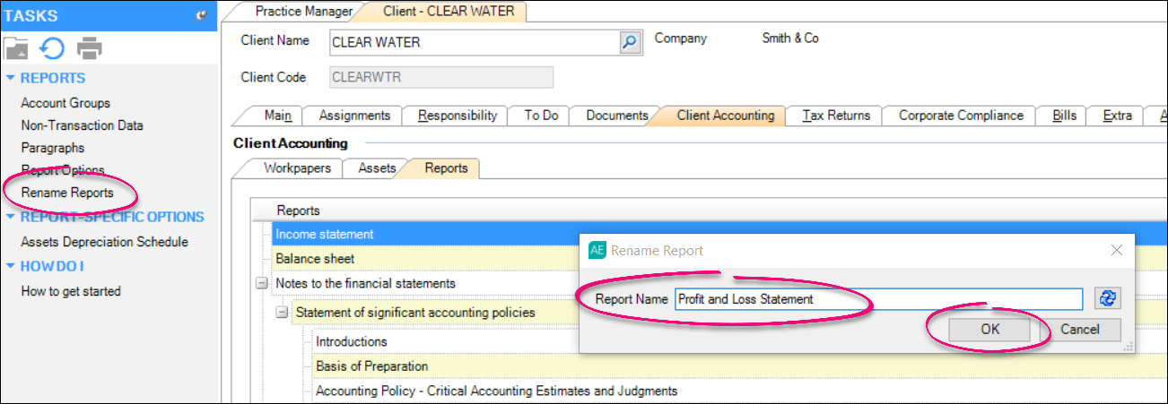 Renaming practice reports