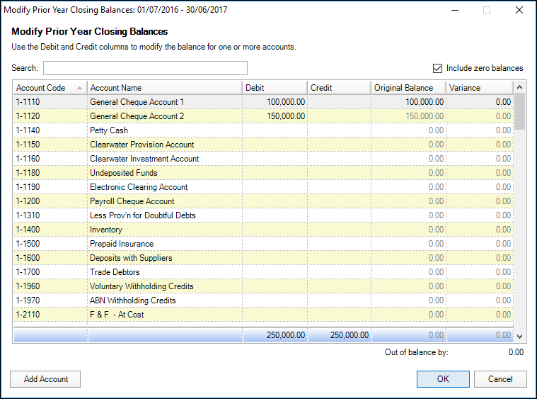 Modify prior year balances