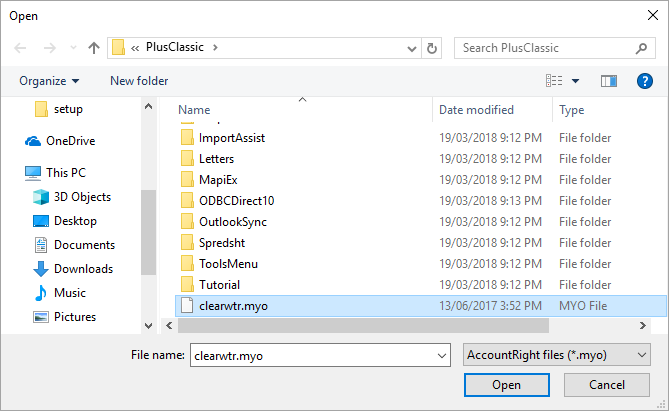 Configuring an AccountRight Classic (version 19 or earlier)
