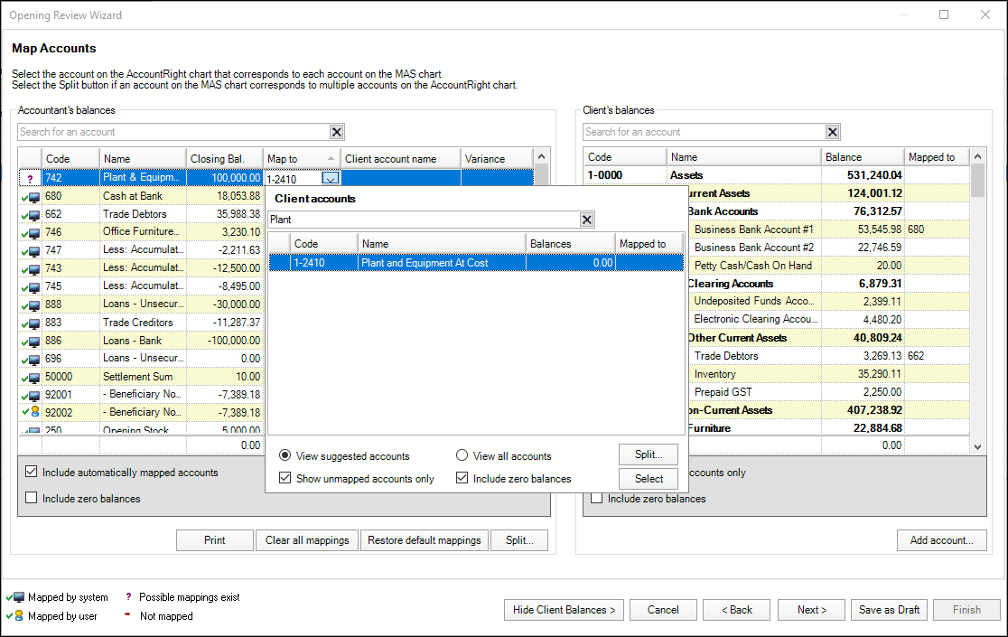 Using the Opening Review Wizard