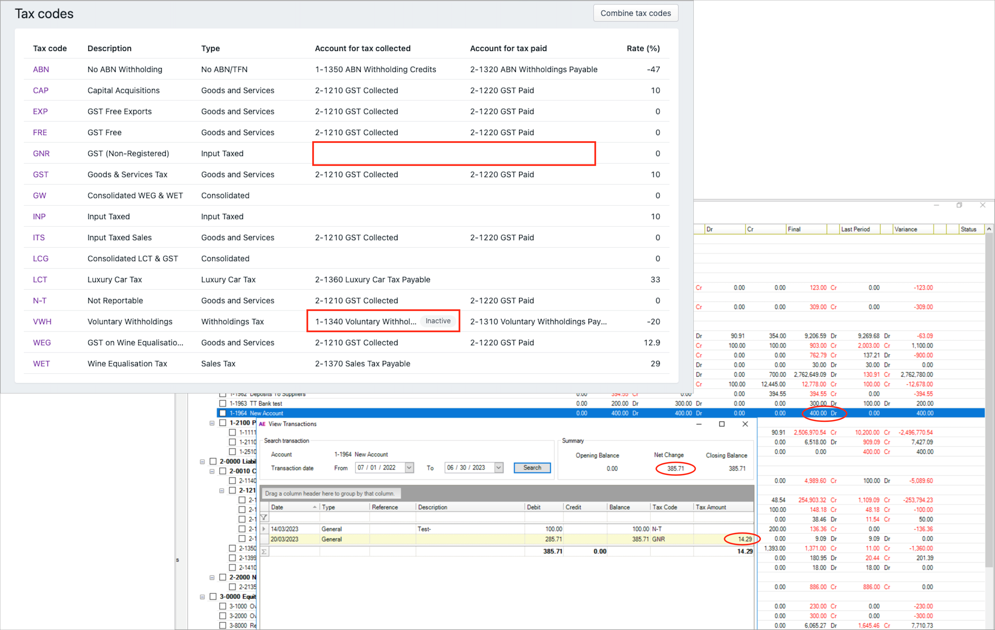 Posting journals with a tax code