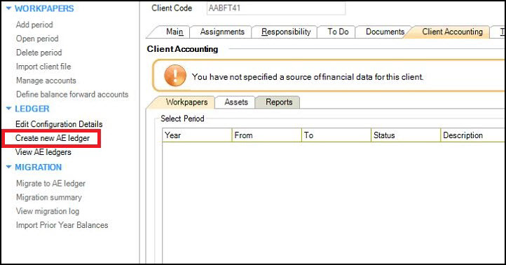 Create a brand new MYOB Ledger