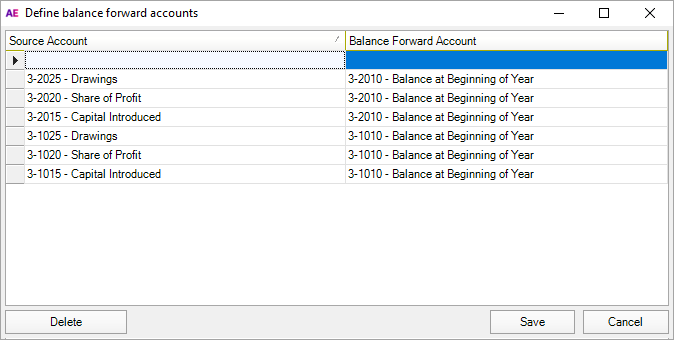 Set up balance forward accounts