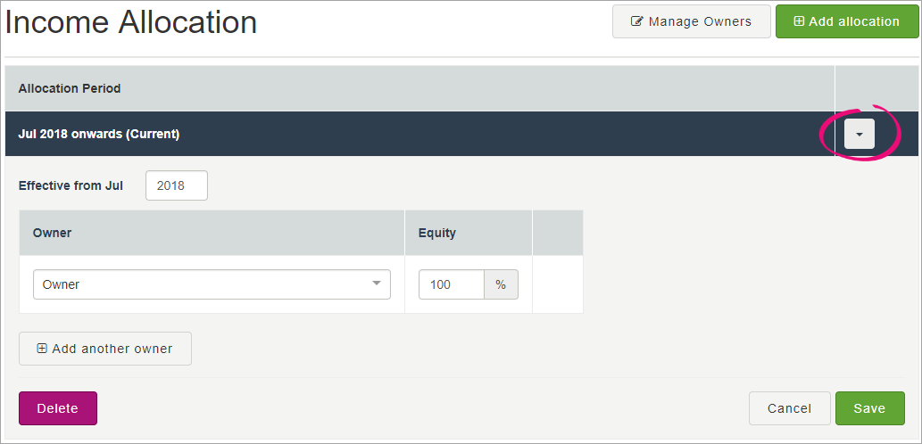 Set up roll forward and income allocation accounts