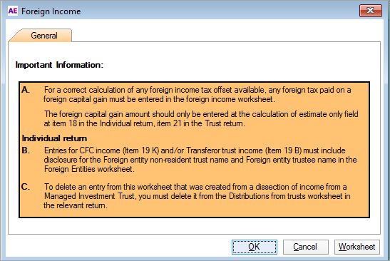 Foreign income worksheet (for)