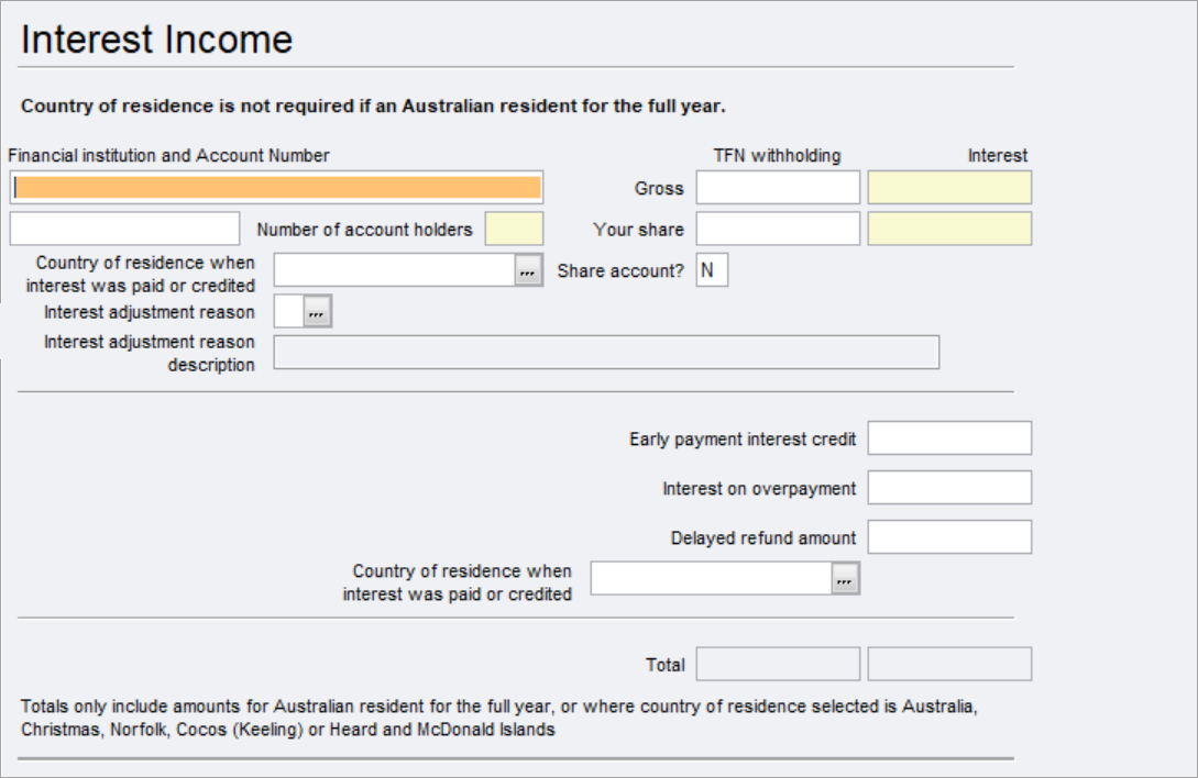 Interest Income worksheet (int) - Individuals