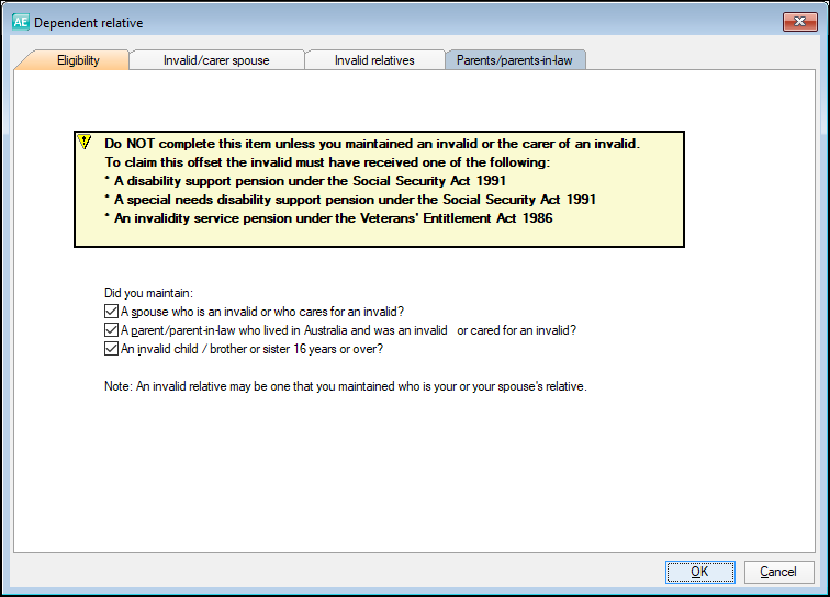 Invalid and Invalid Carer Offset Details 2023