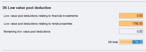 Item D6 - Low value pool deduction 2025