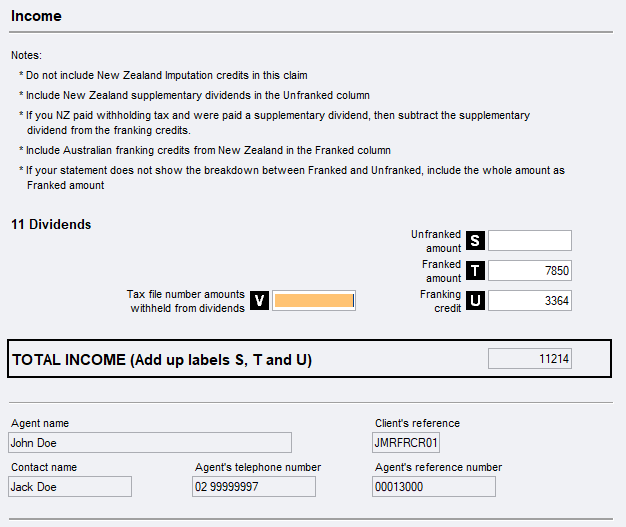 Refund of franking credits standalone short form 2025