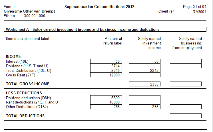 Example - Solely Earned and Jointly Earned Investment Income 2025